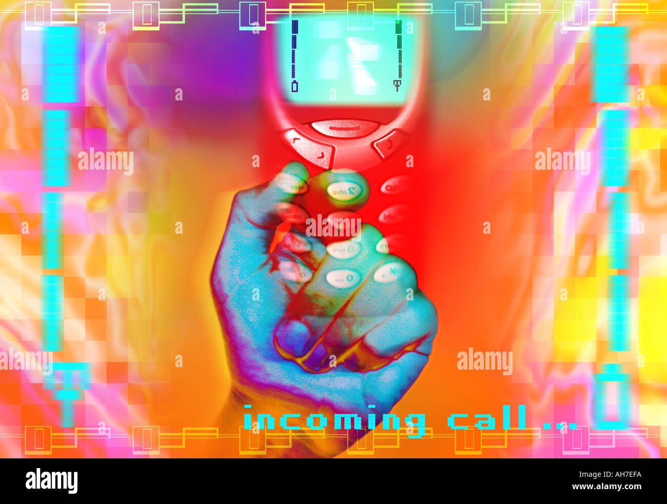 a finger pushes the answer button on a mobile phone Stock Photo - Alamy