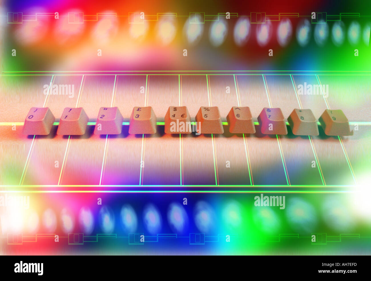 the numbers buttons from a computer keyboard layed out alongside each ...