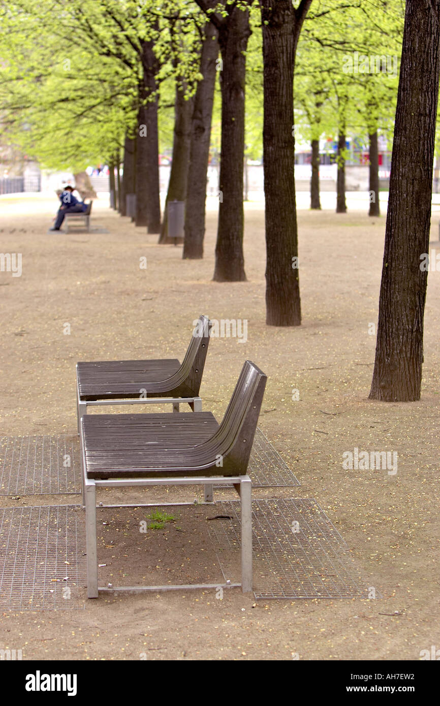 Park bench in Berlin Germany near Altes Museum in Lust Gardens Lust ...