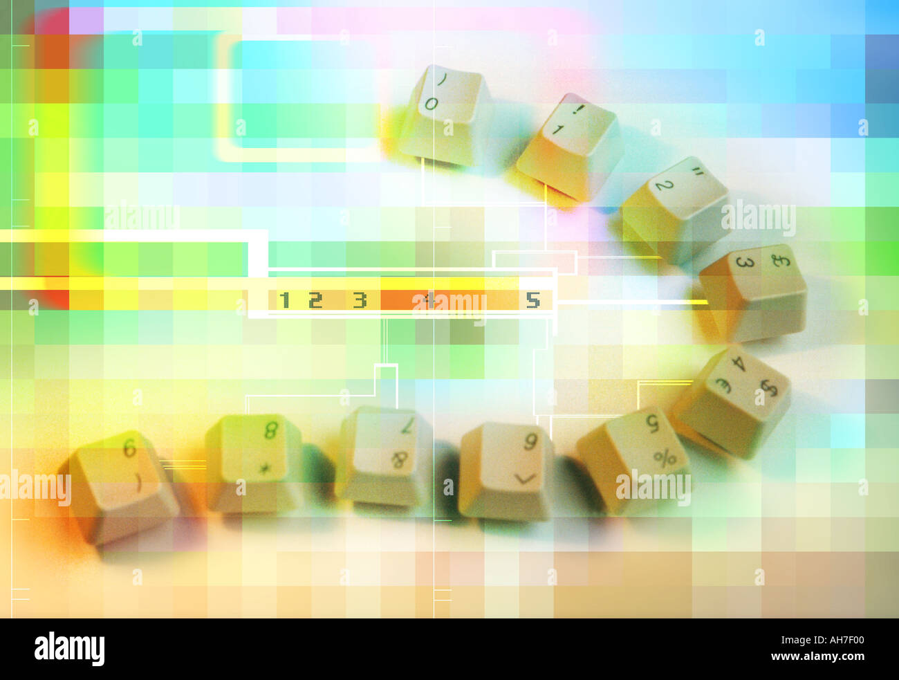 a computer keyboard s numbers layed out in a curved pattern Stock Photo ...