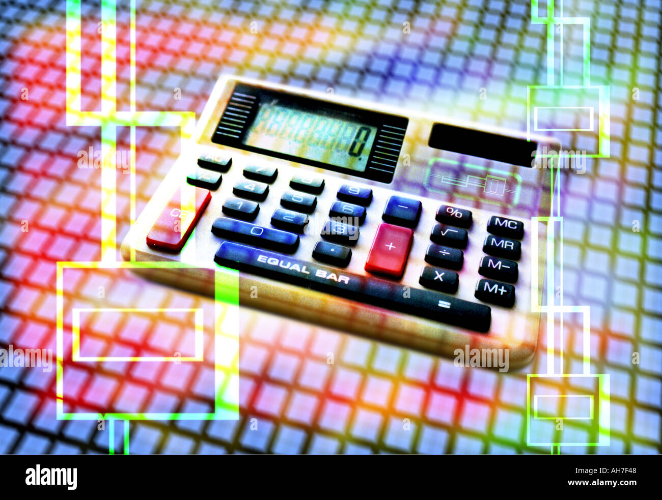 old style calculator with large number buttons Stock Photo - Alamy