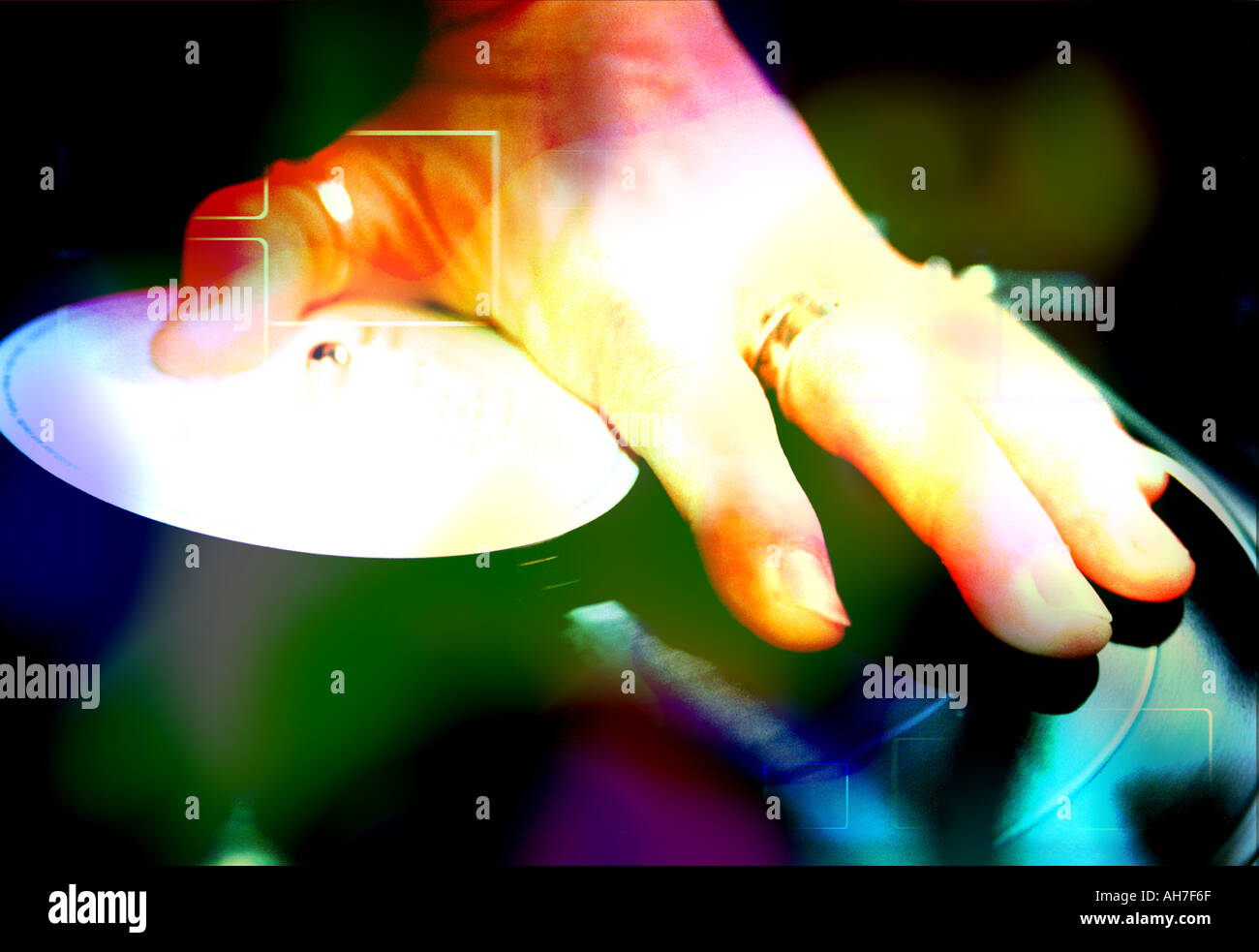 a close up of a hand scratching a record on a dj turntable Stock Photo ...