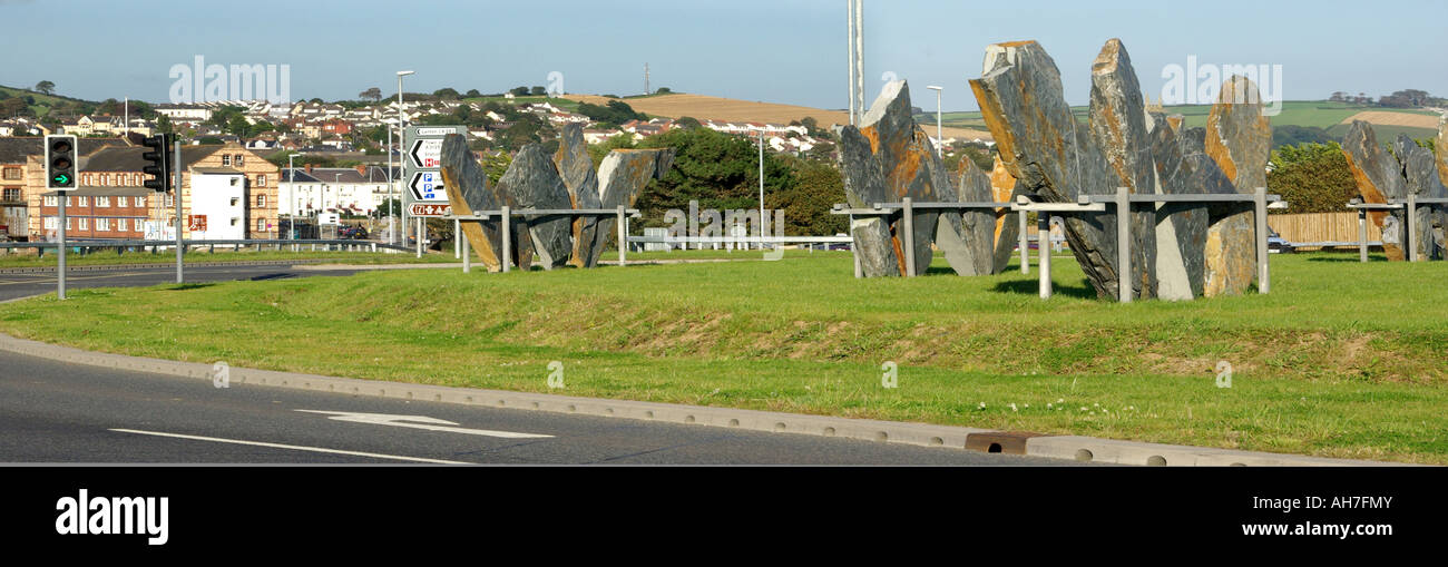 Rock sculptures on new roundabout serving the Taw road bridge built to ...