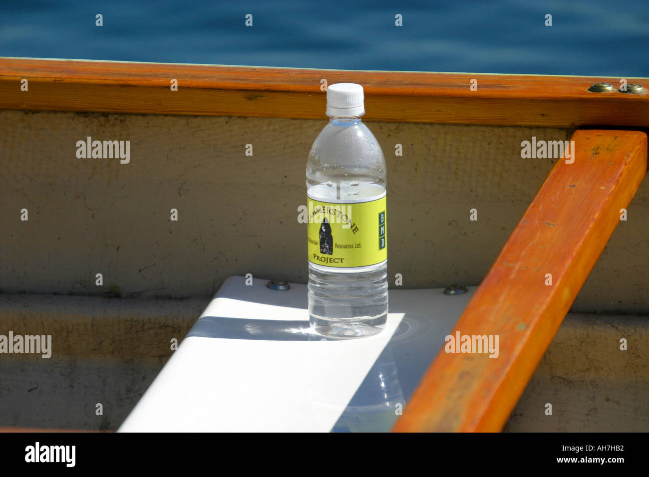 Bottle of water in a boat Stock Photo - Alamy