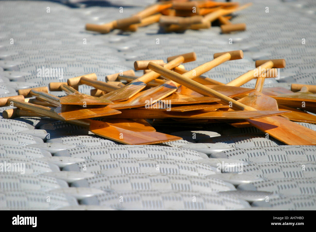 Chinese traditional dragon boat racing paddles in a heep Stock Photo ...