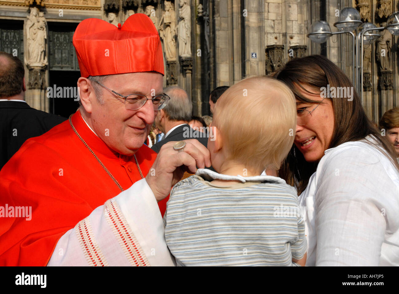 The Archbishop of Cologne, Joachim Cardinal Meisner, speaking to people ...