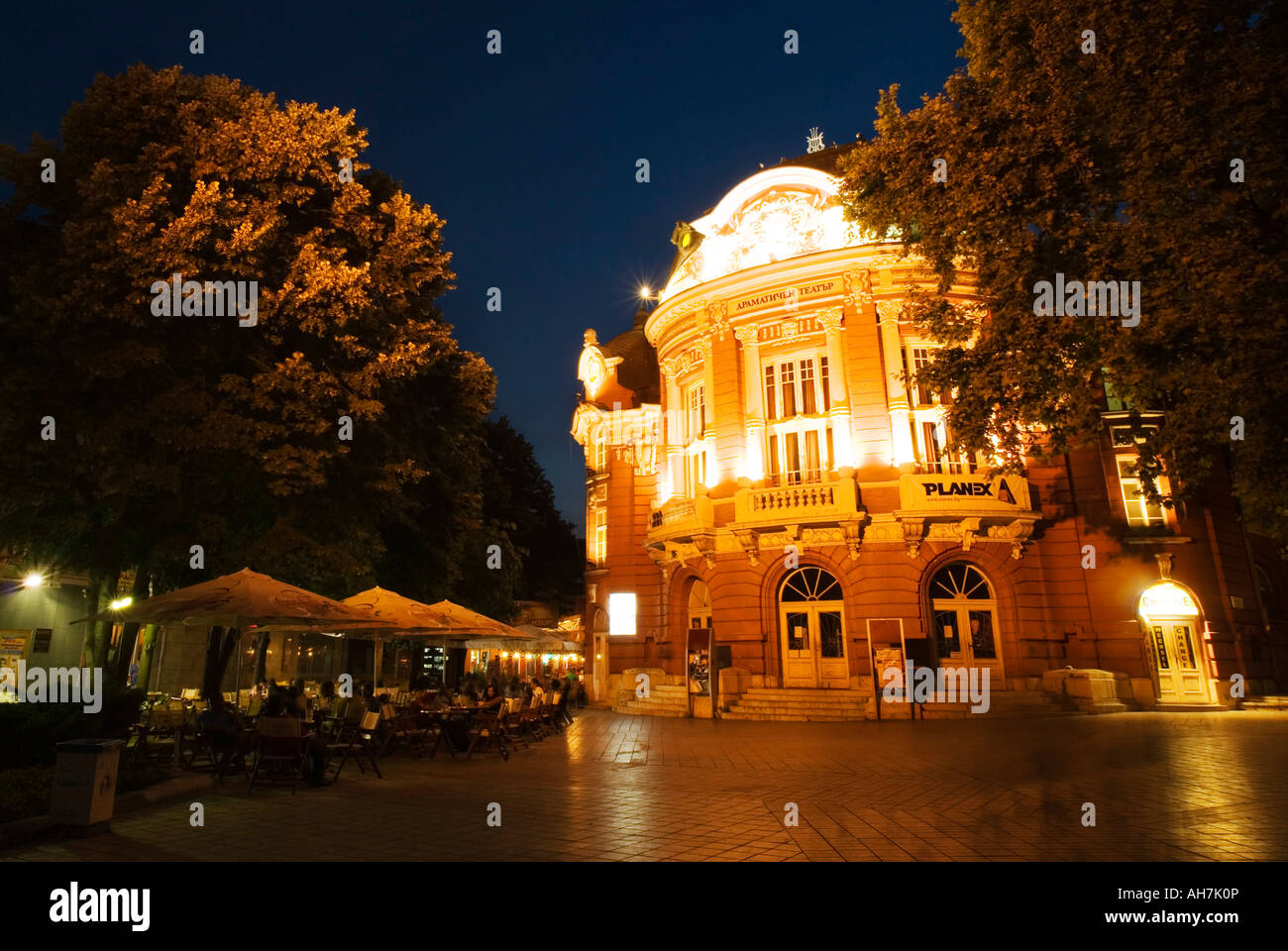 Dramatic Theatre and cafe diners, Varna, Bulgaria Stock Photo - Alamy