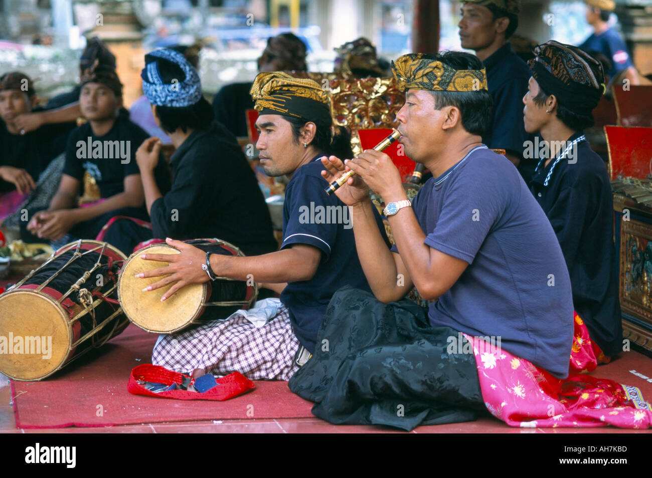 Musicians at cremation ceremony island of Bali Indonesia Southeast Asia ...