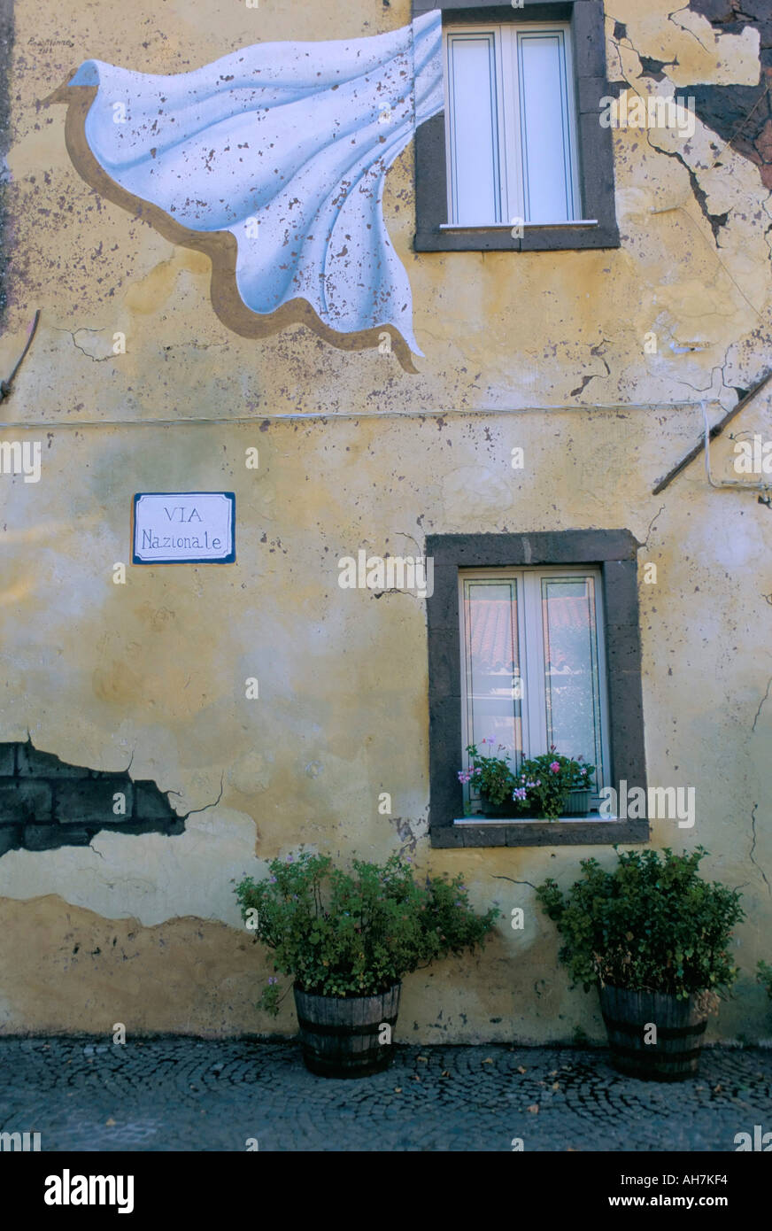 Murals in the village of Tinura Bosa region island of Sardinia Italy ...
