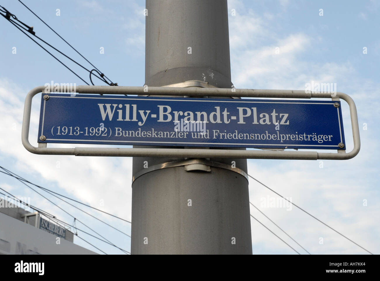 Willy Brandt Platz sign, Mannheim, Germany Stock Photo - Alamy