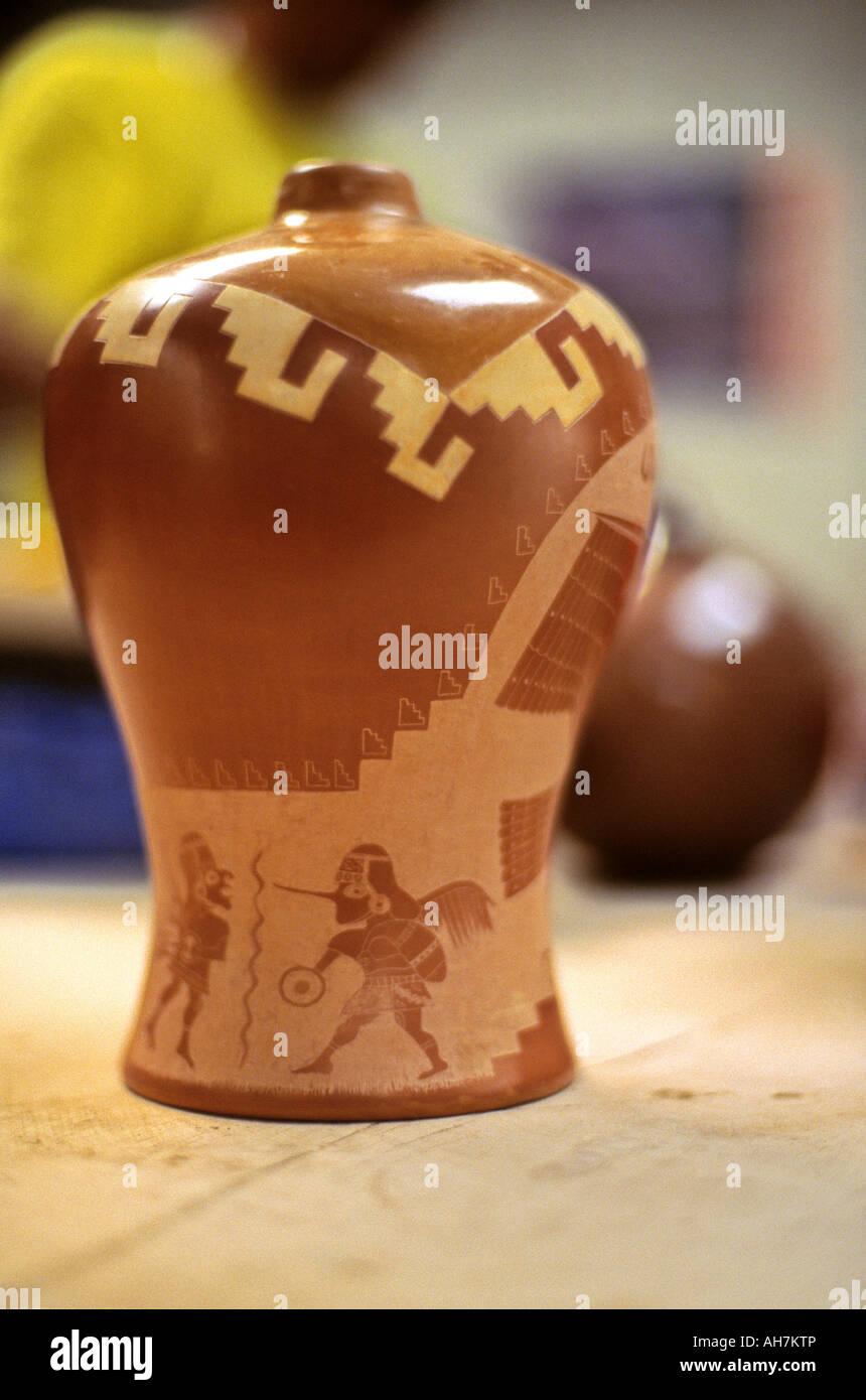 Pots in pottery shop in the Incan village of Ollantaytambo Sacred ...