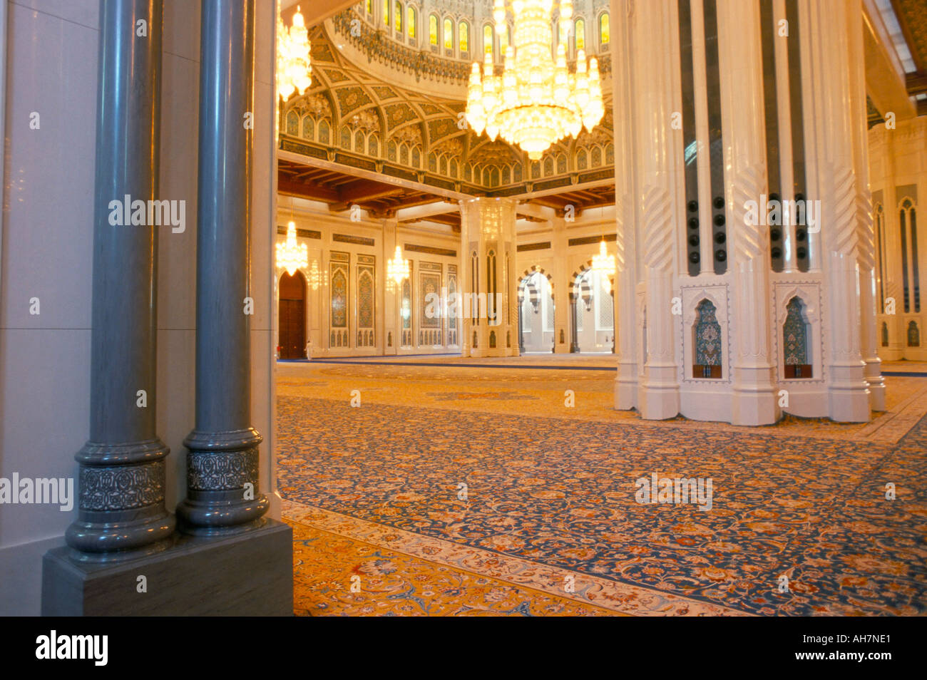 Mosque of Sultan Qabous Ghala suburb Muscat Sultanate of Oman Middle ...