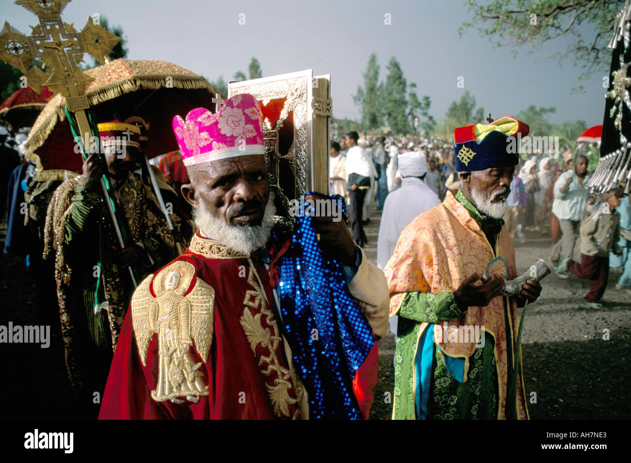Palm Sunday procession Axoum Axum Aksum Tigre region Ethiopia Africa ...