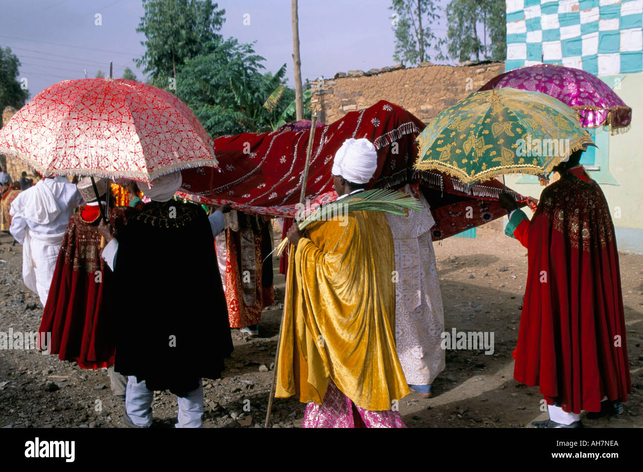 Palm Sunday procession Axoum Axum Aksum Tigre region Ethiopia Africa ...