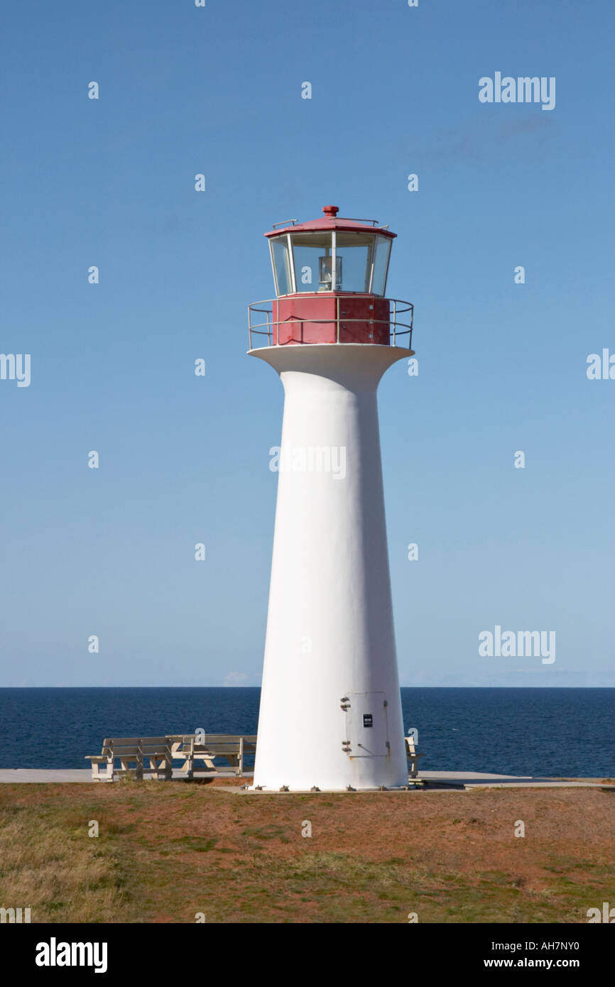 Cap du Phare lighthouse on Magdalen Islands, Quebec, Canada Stock Photo ...