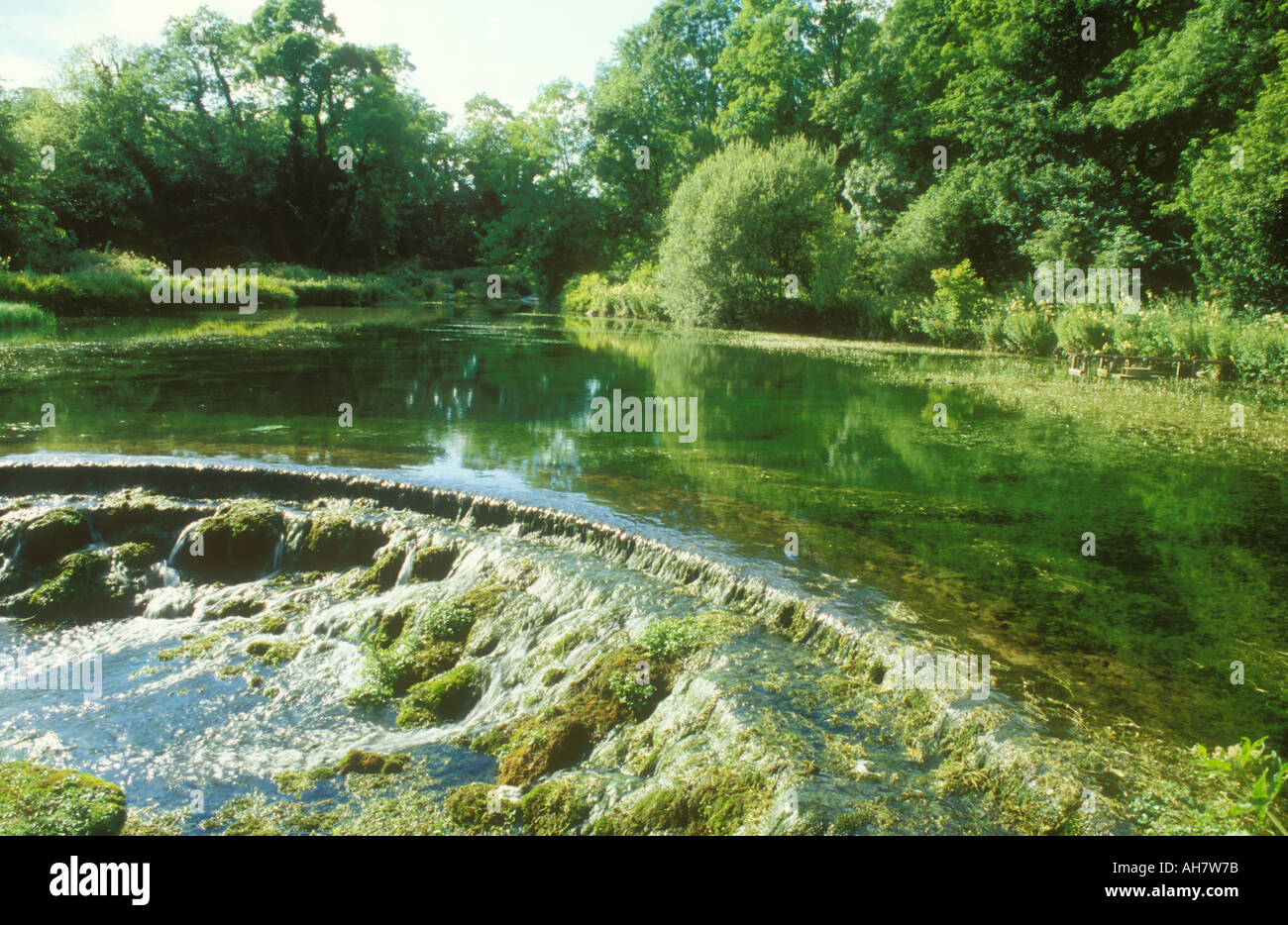 Weir on the River Lathkill near Youlgreave in the Derbyshire Dales ...