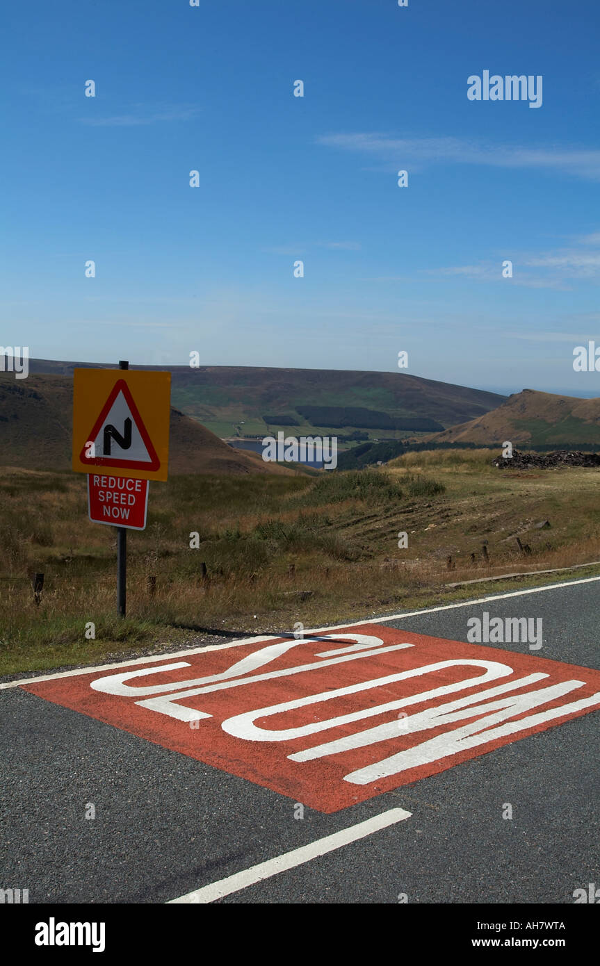 Twisty, road, sign, ion, Pennines, between, Yorkshire, and, Lancashire ...