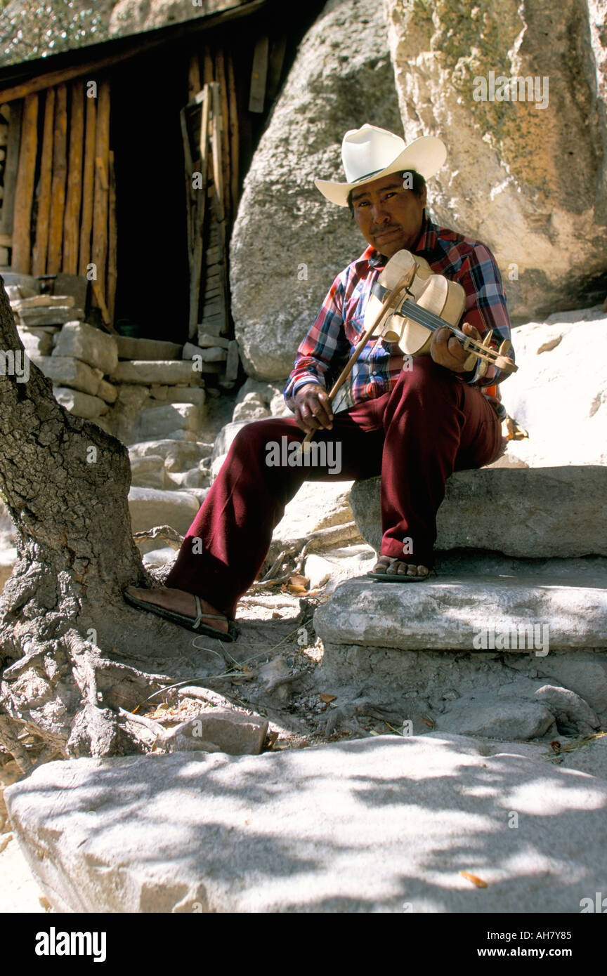 Tarahumara musician Mexico North America Stock Photo - Alamy