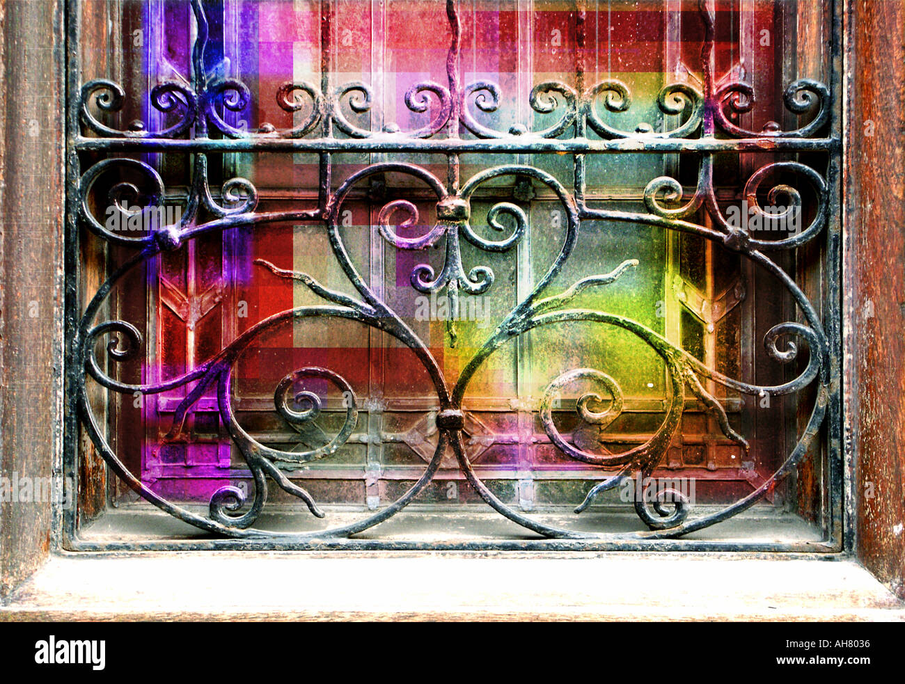 iron grating from a window in paris Stock Photo - Alamy