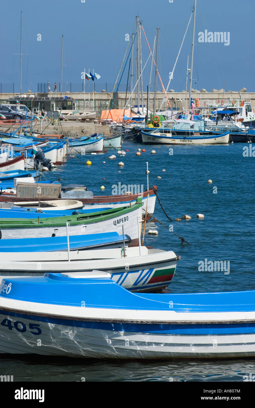 The small marina at the southern Bulgarian resort town of Tsarevo Stock ...