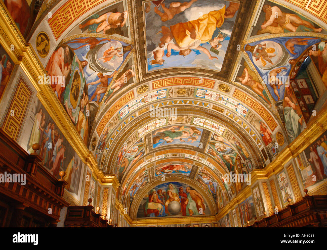 San Lorenzo de El Escorial, Madrid Province, Spain. The library in El ...