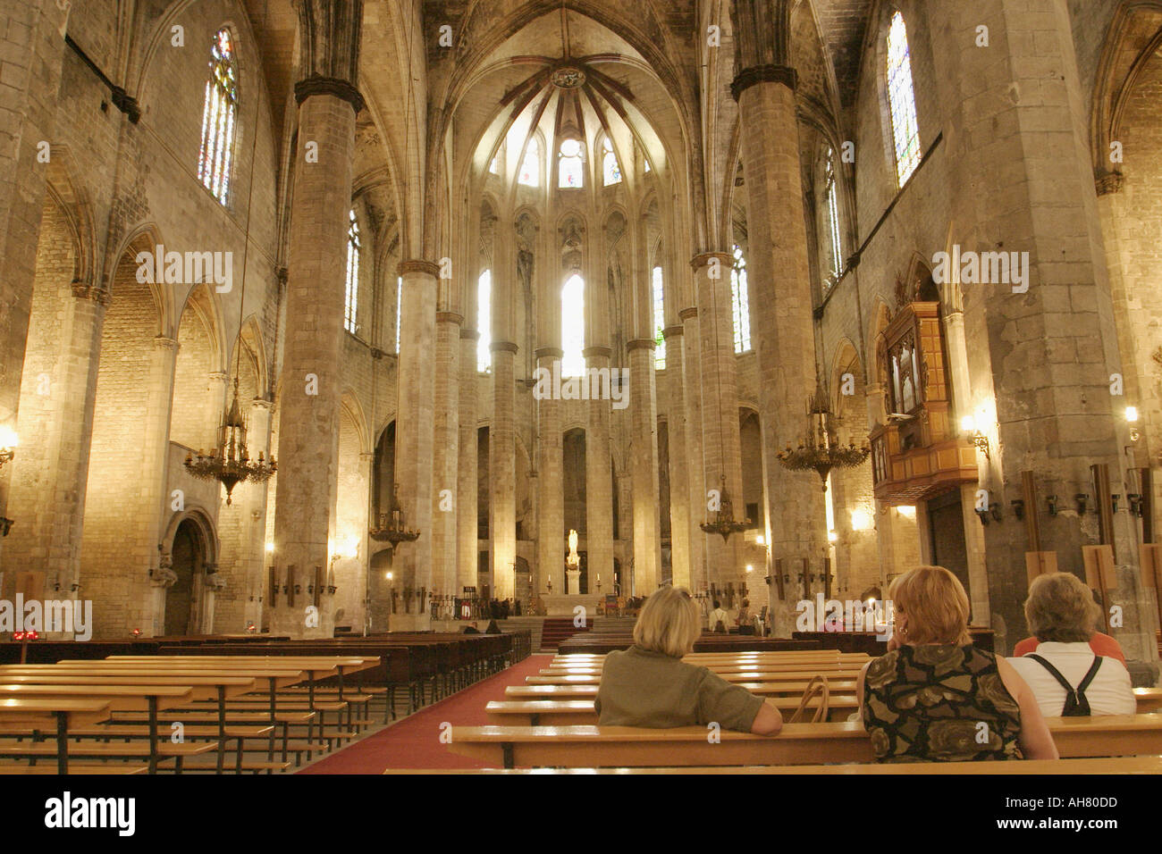 Barcelona Spain Santa Maria del Mar Catalan Gothic style architecture ...