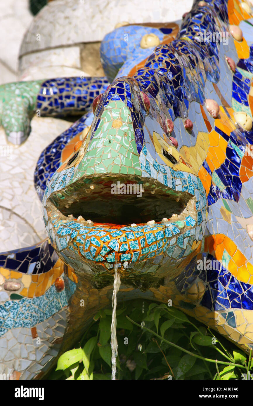 Barcelona Spain Parc Guell by Antoni Gaudi Lizard figure Stock Photo ...