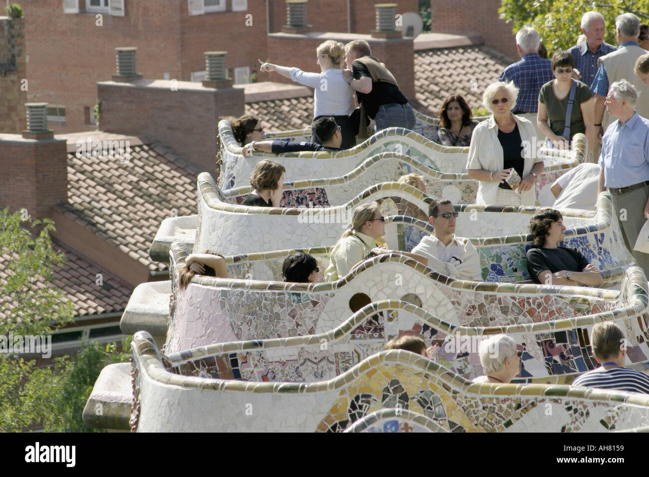 Barcelona Spain Mosaic balconies in Gran Placa Circular designed by ...