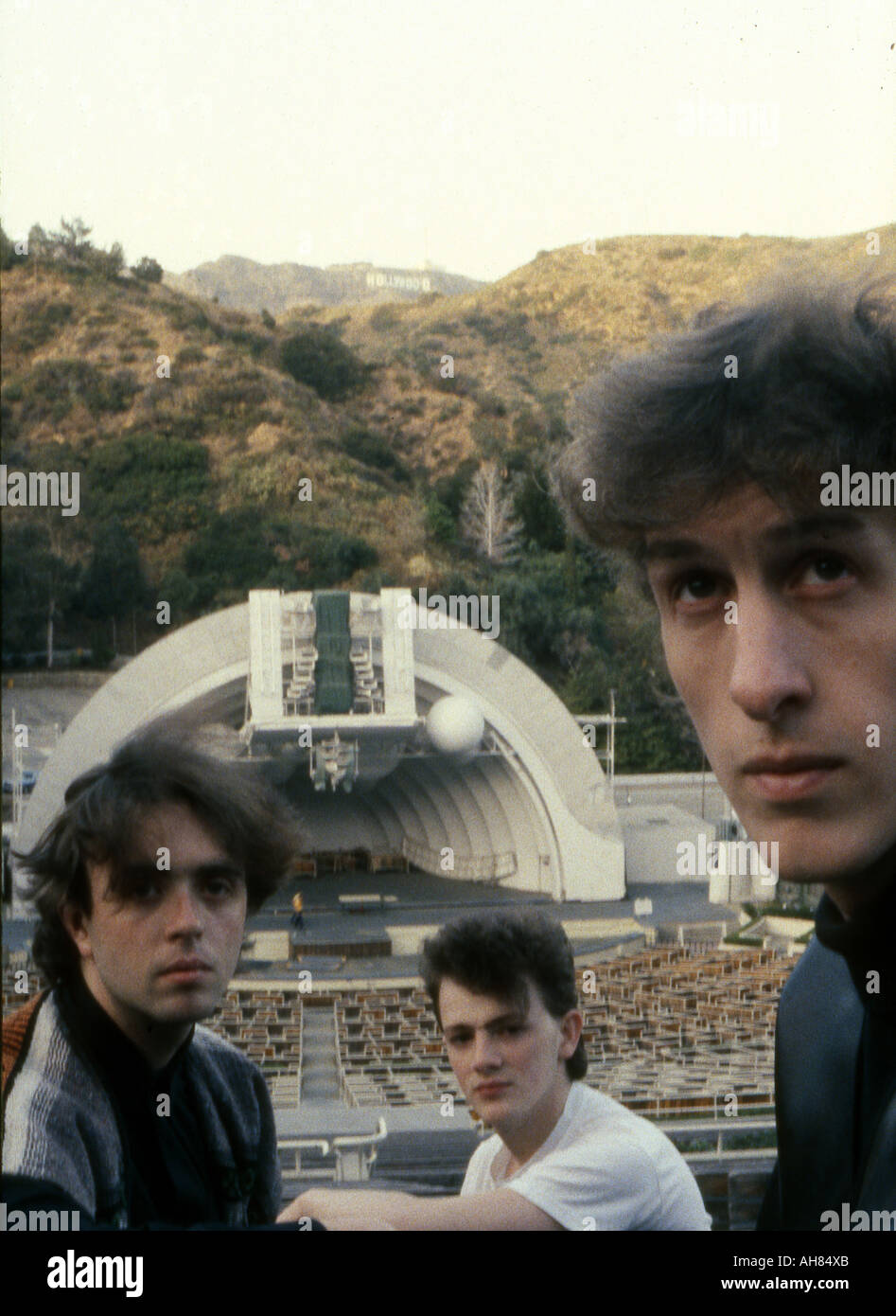 ICICLE WORKS UK rock group at the Hollywood Bowl about 1984. From left ...