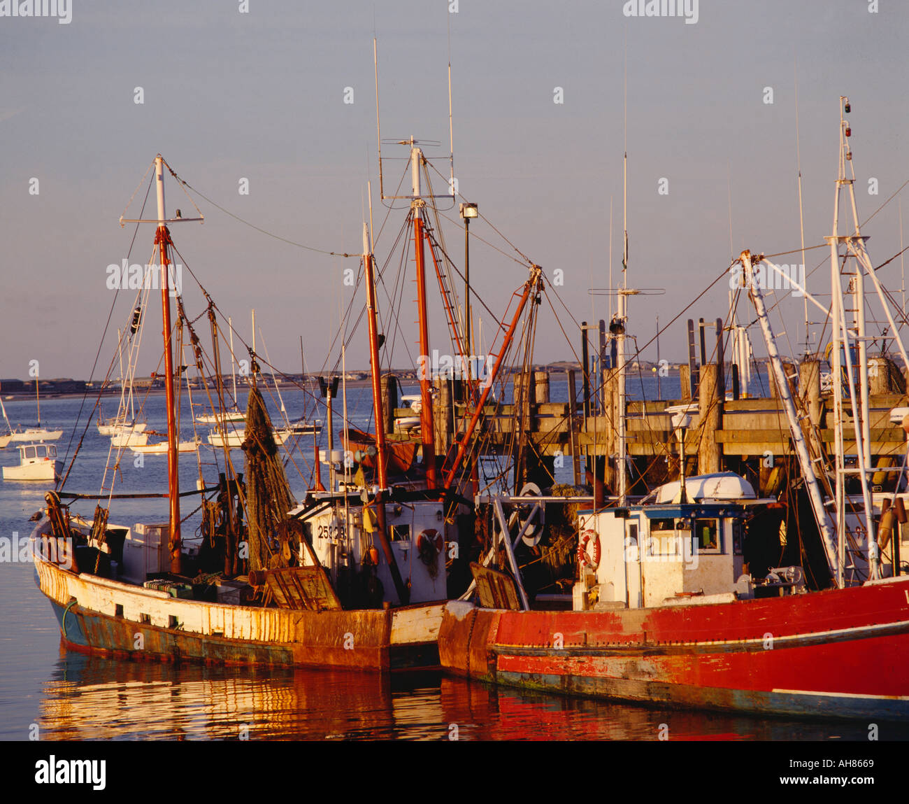 Fishing boats and docks at Provincetown Cape Cod Massachusetts Stock ...
