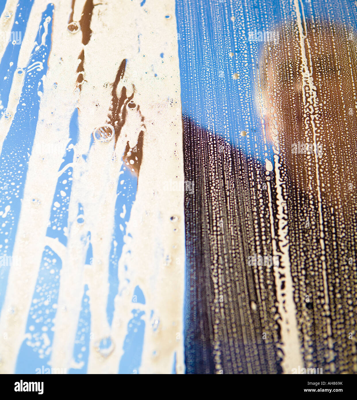 window cleaner seen through window Stock Photo - Alamy