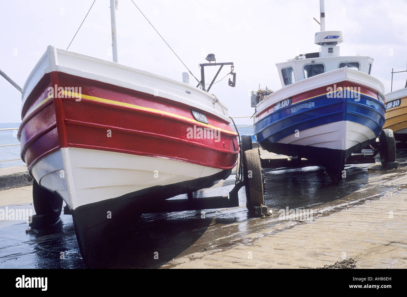 Filey Yorkshire cobble boats Stock Photo - Alamy