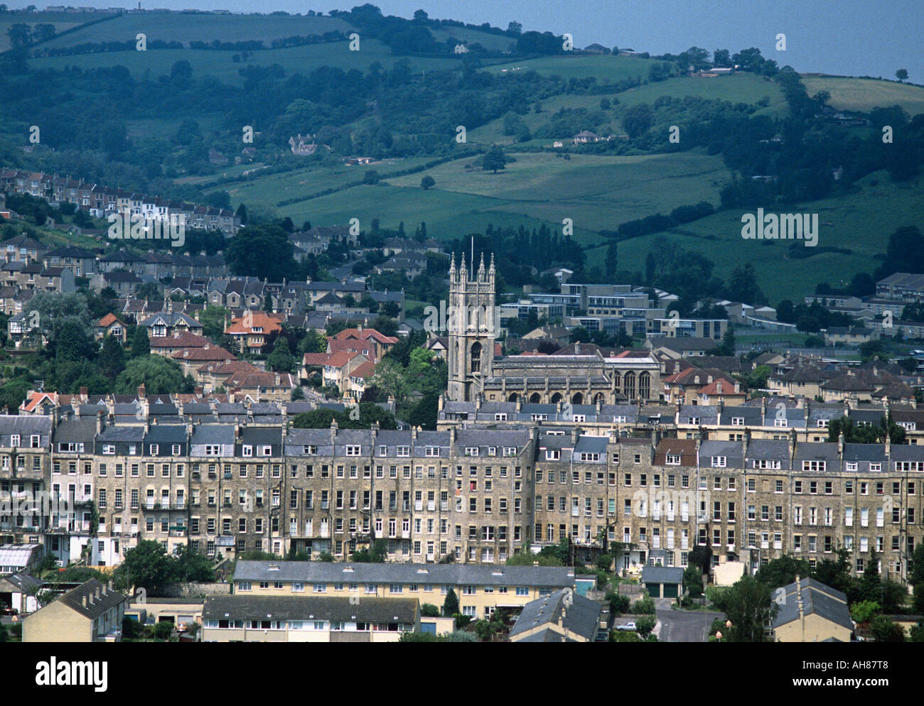 The city of Bath with terraces of mainly Georgian houses surrounded by ...