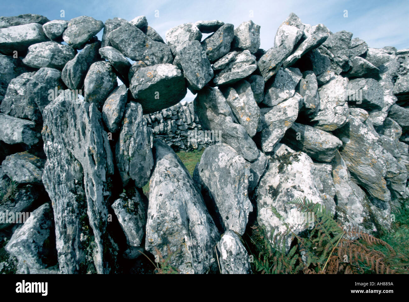 Europe Ireland Clare The Burren stone wall limestone sheep pen Stock ...