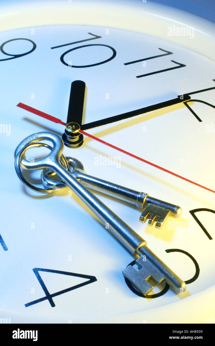 Keys on Clock Stock Photo - Alamy