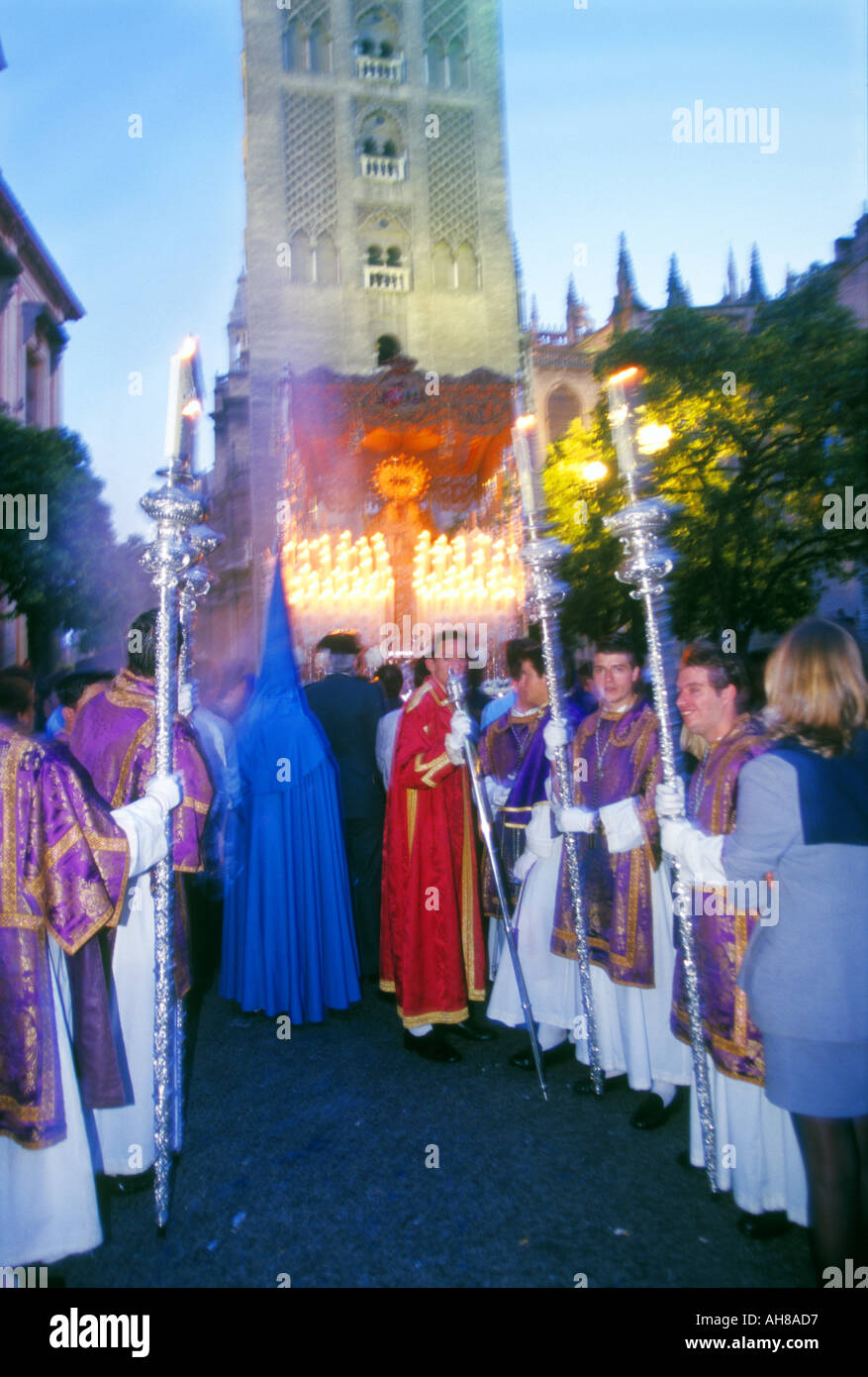 Spain Andalusia Seville Holy Week festival procession Stock Photo - Alamy
