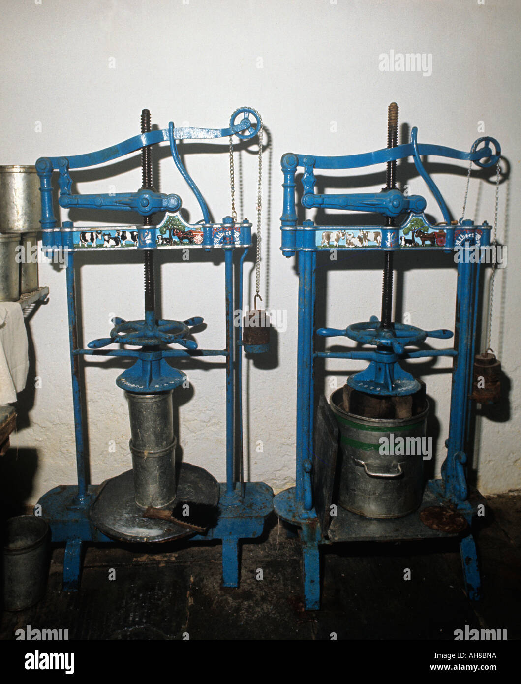 Traditional decorated cheese presses for small 4 to 10 kgm truckle ...