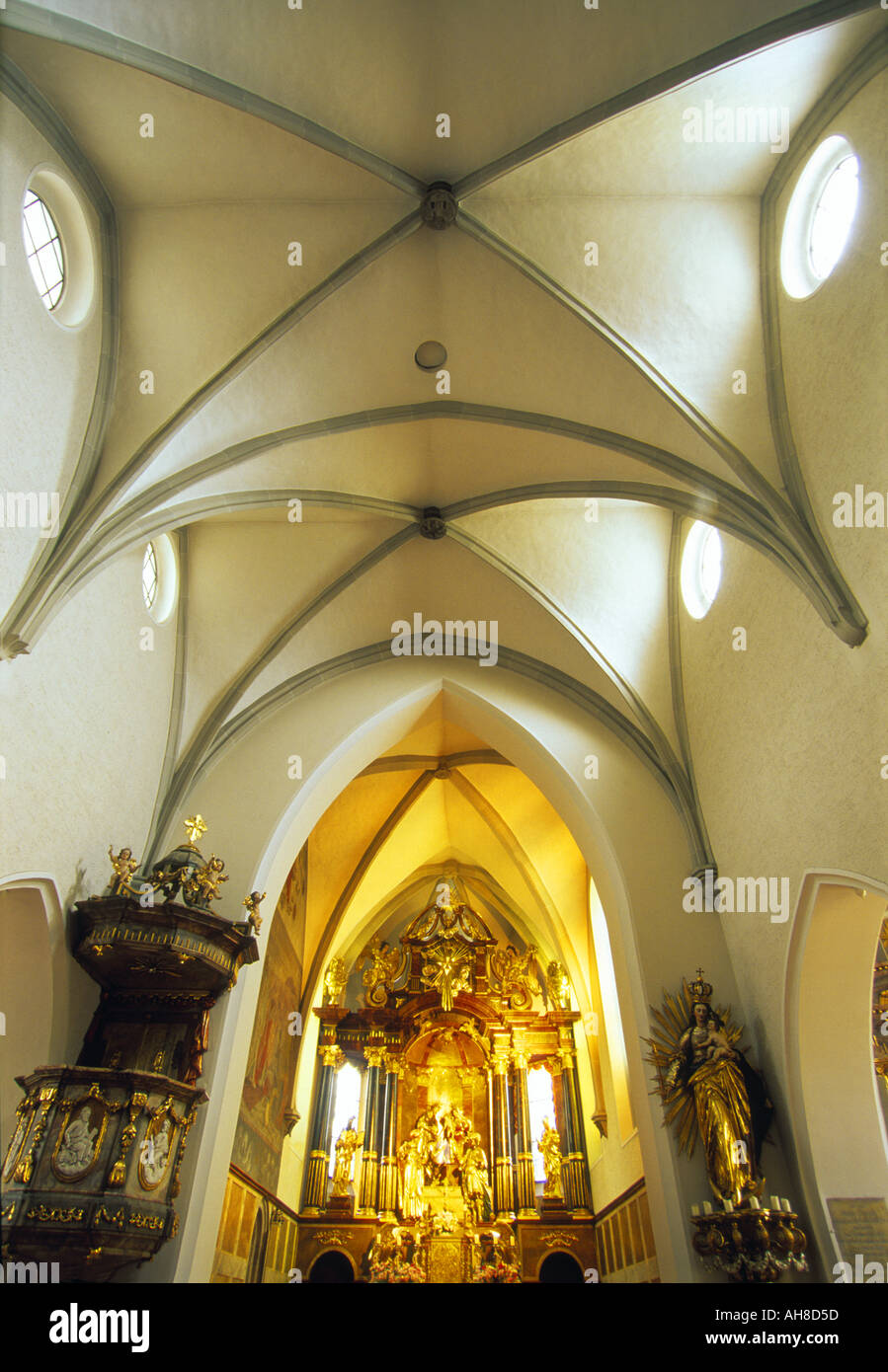 Austria Salzkammergut Traun lake church interior Stock Photo - Alamy