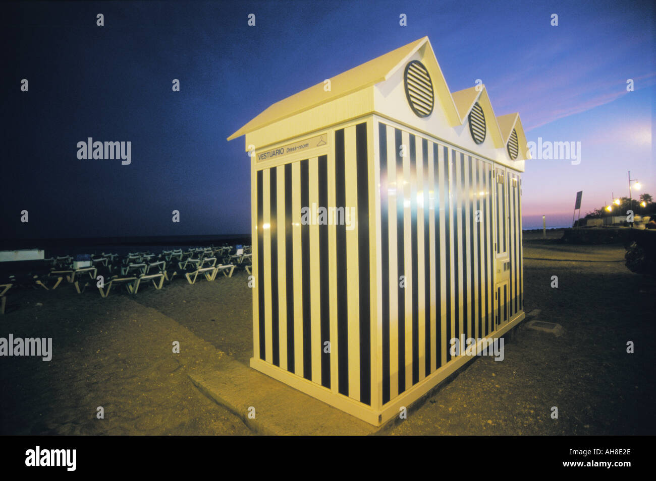 Empty beach huts at low season hi-res stock photography and images - Alamy