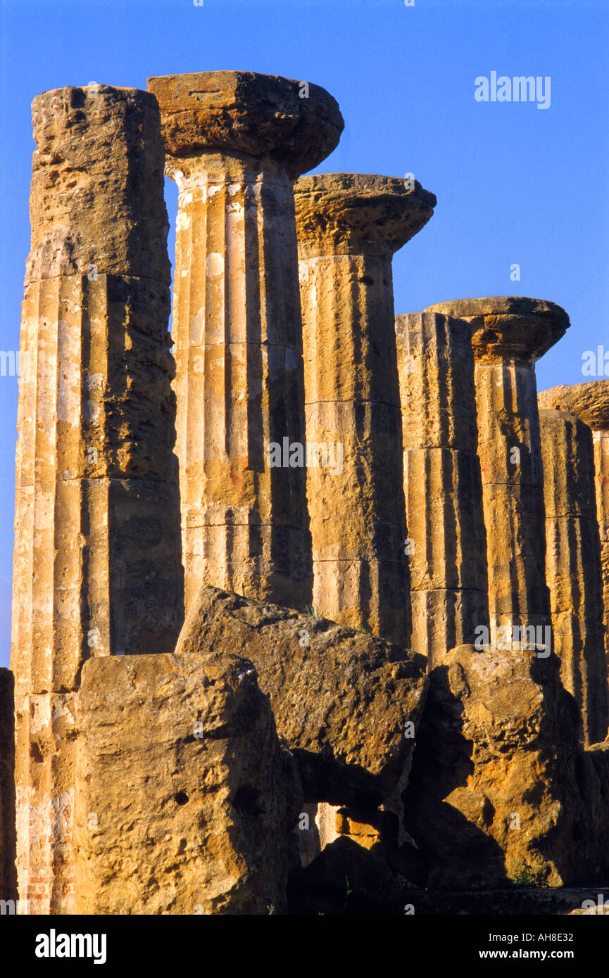Italy Sicily island Agrigento Valley of Temples ruins site Stock Photo ...