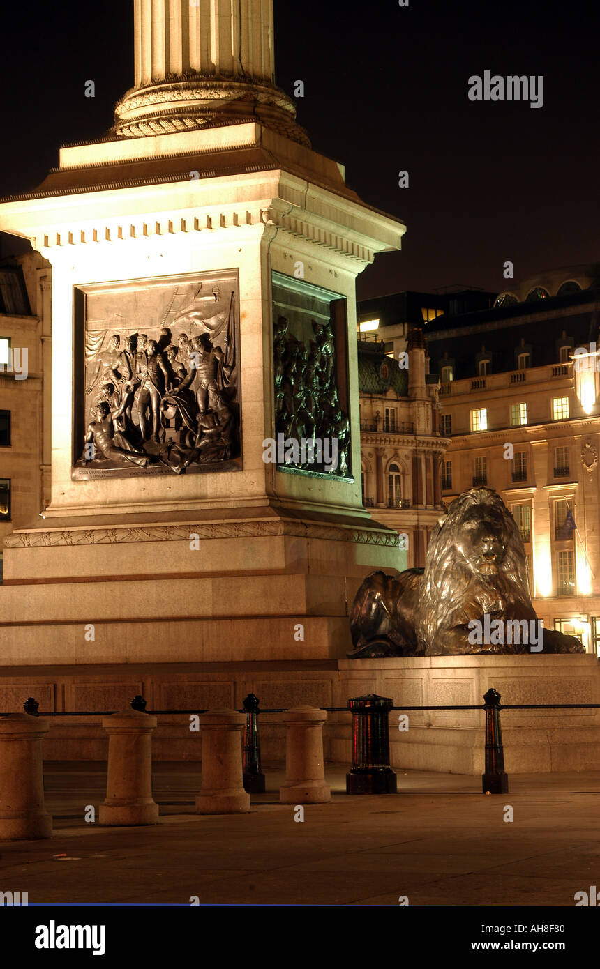 Base of Nelsons column Trafalgar Square London Stock Photo - Alamy