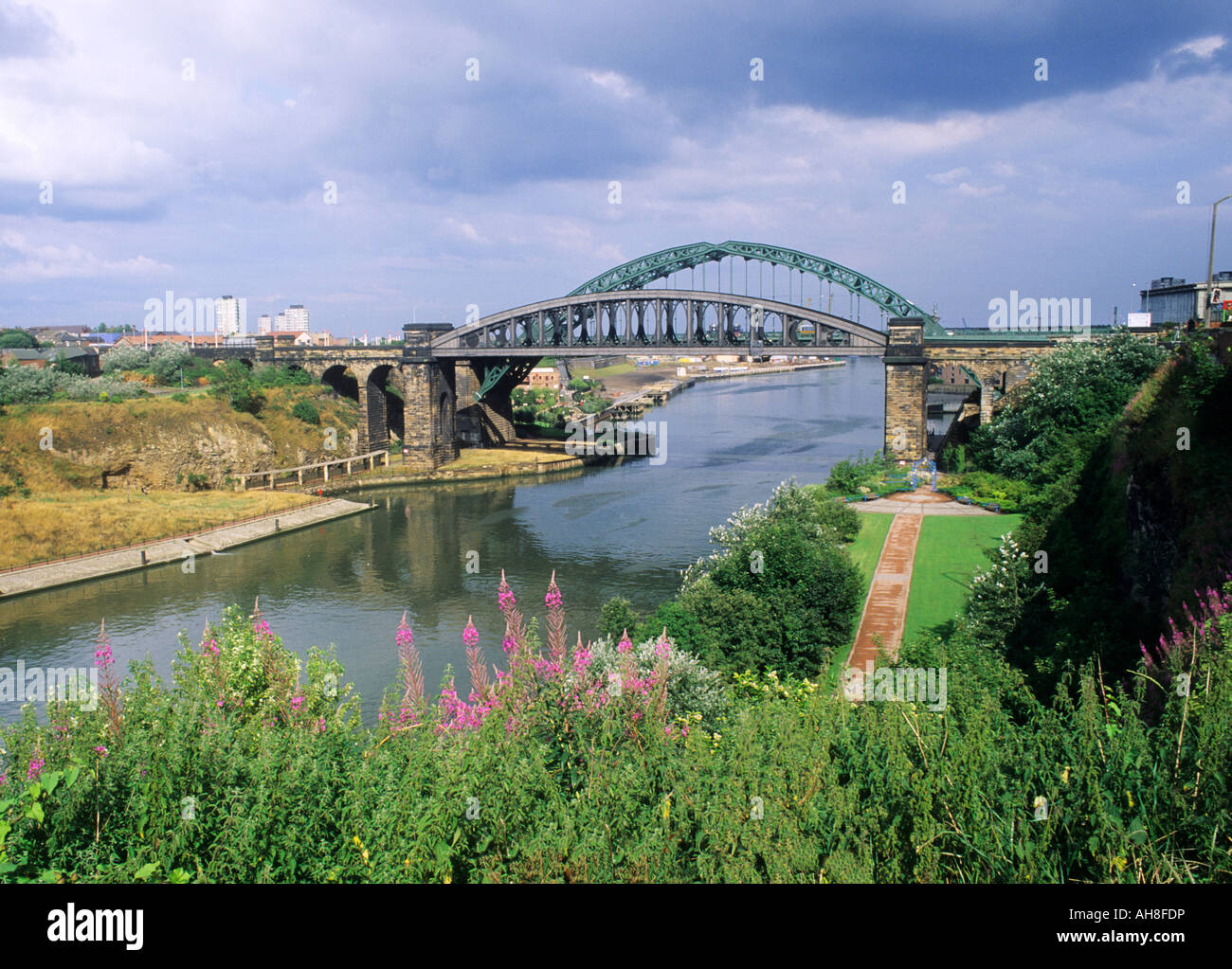 Sunderland Wearmouth and Railway Bridges River Wear Tyne and Wear Stock ...