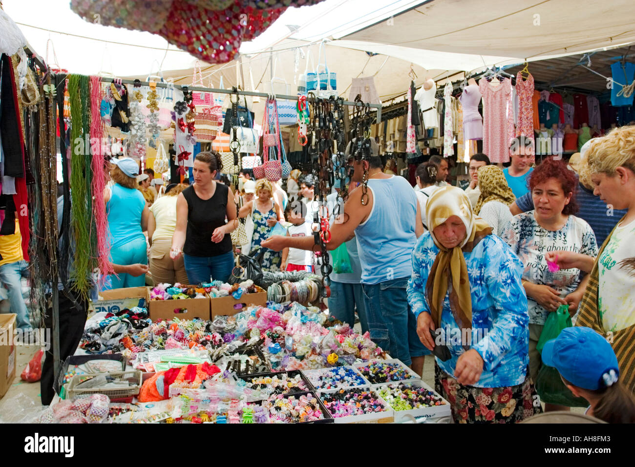 Local weekly covered market in Didim - Altinkum, Turkey Stock Photo - Alamy