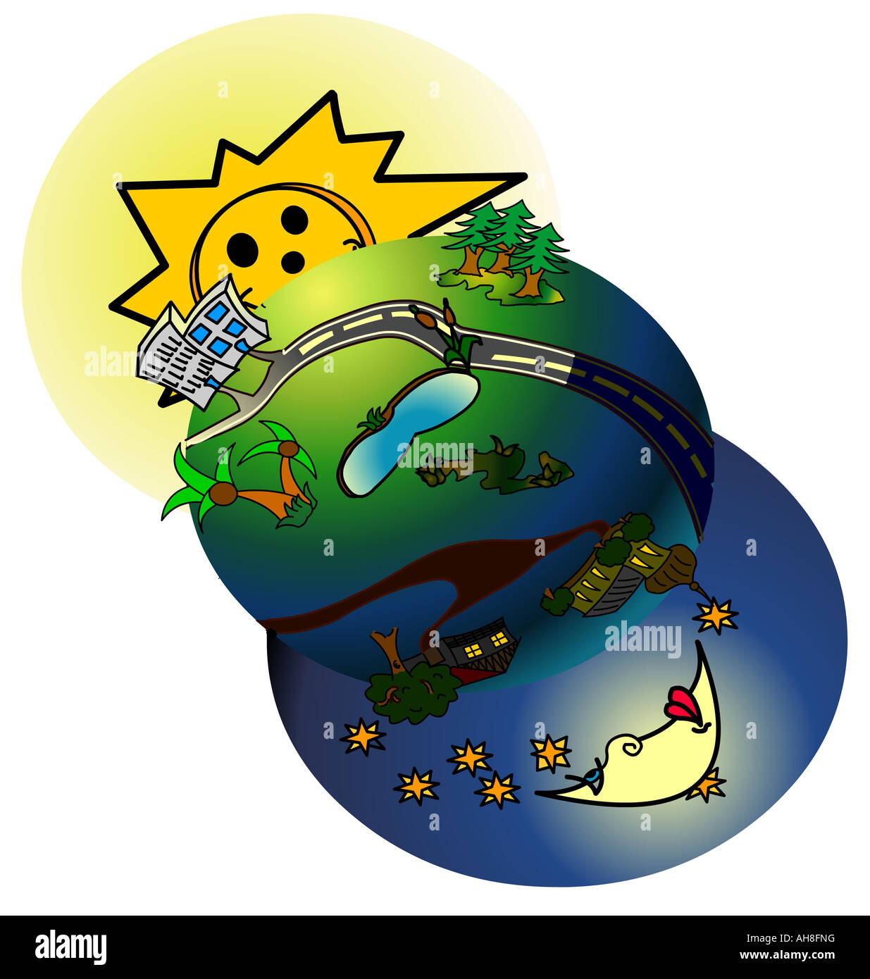 Sun day night earth Cut Out Stock Images & Pictures - Alamy