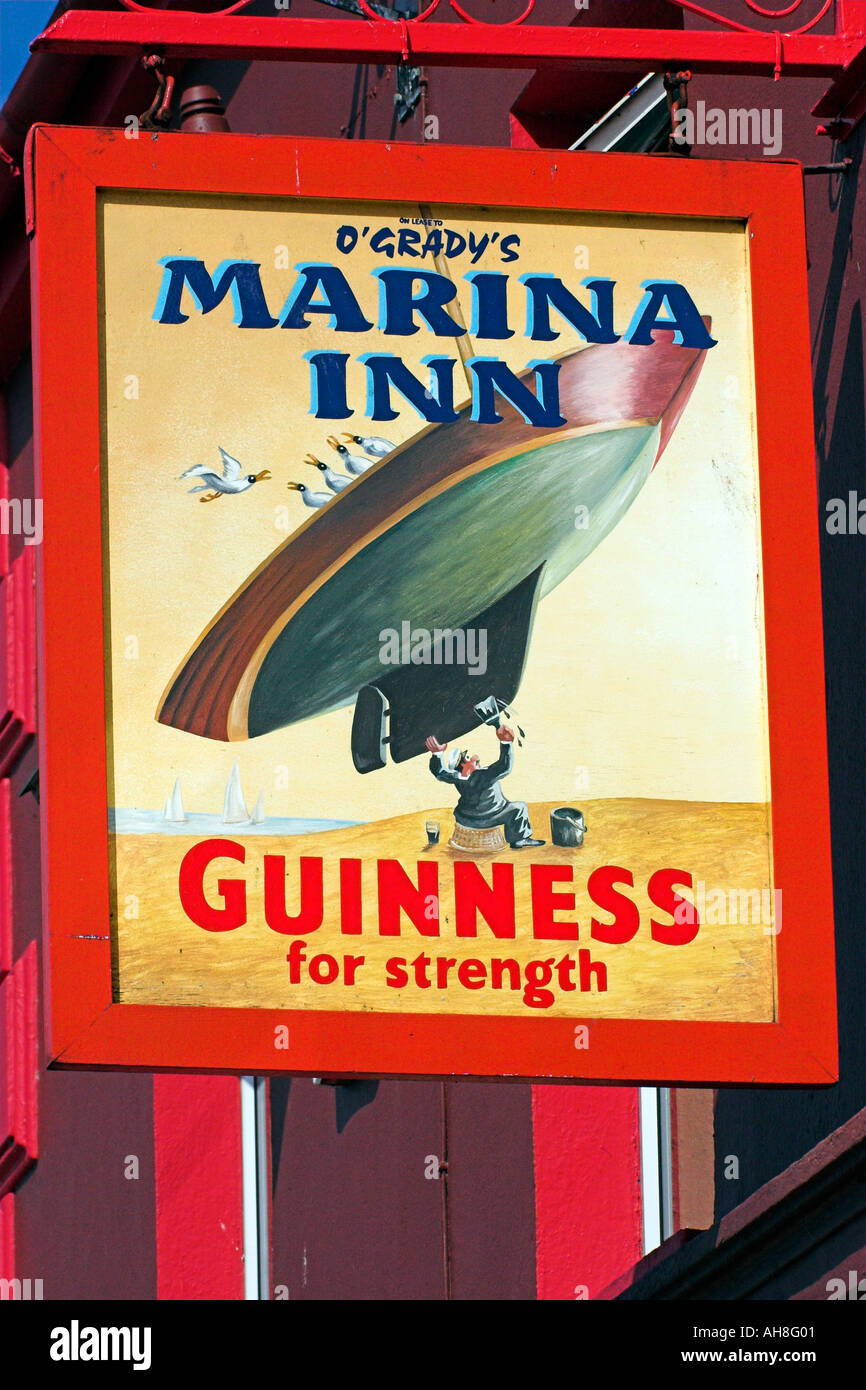 Ireland County Kerry Dingle A colourful guinness stout sign on a pub in ...