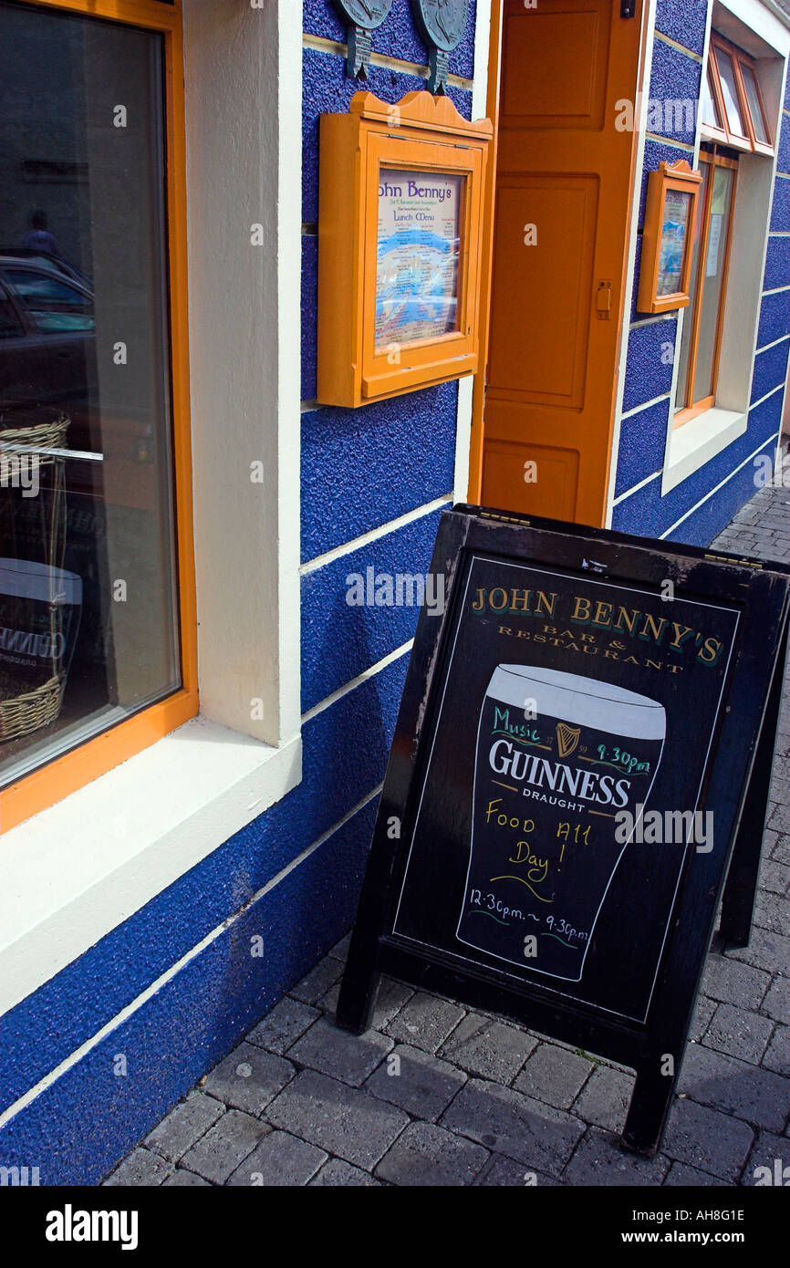 Ireland County Kerry Dingle A guinness stout sign outside a pub in the ...