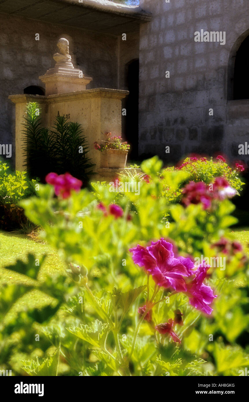 Statue of monk inside the Franciscan monastery of La Recoleta in the ...