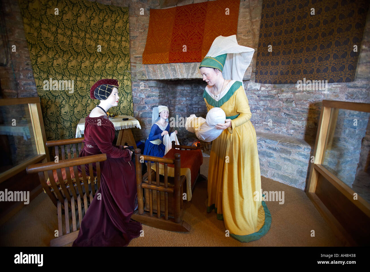 Pembroke Castle West Wales, UK with Mannequins showing the child Henry ...
