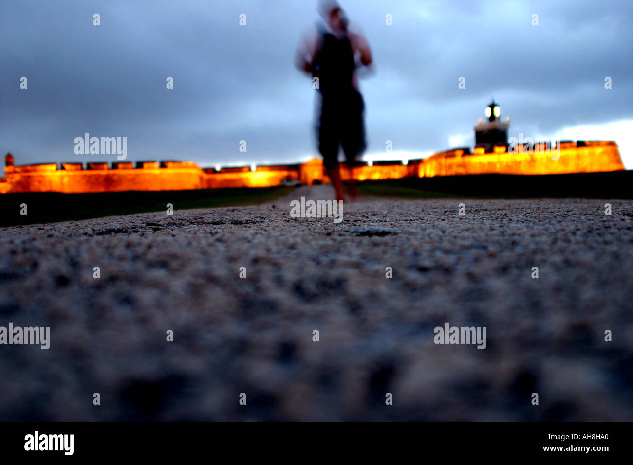 san juan fort by night Stock Photo - Alamy