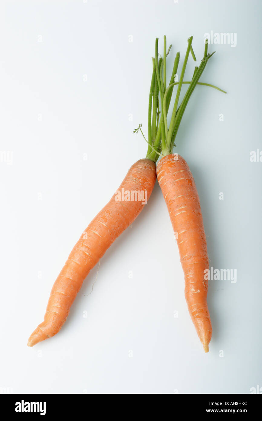 Two carrots on white background, pair, couple, partnership Stock Photo ...